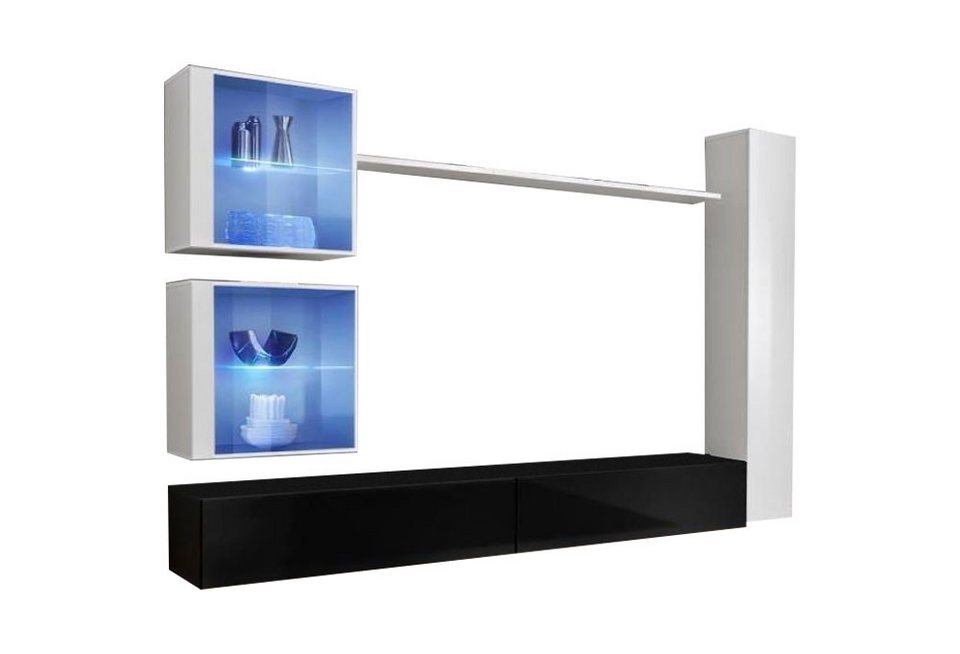 Jvmoebel Wohnwand Wohnwand Set Weiß Wandschrank Komplett Tv Ständer