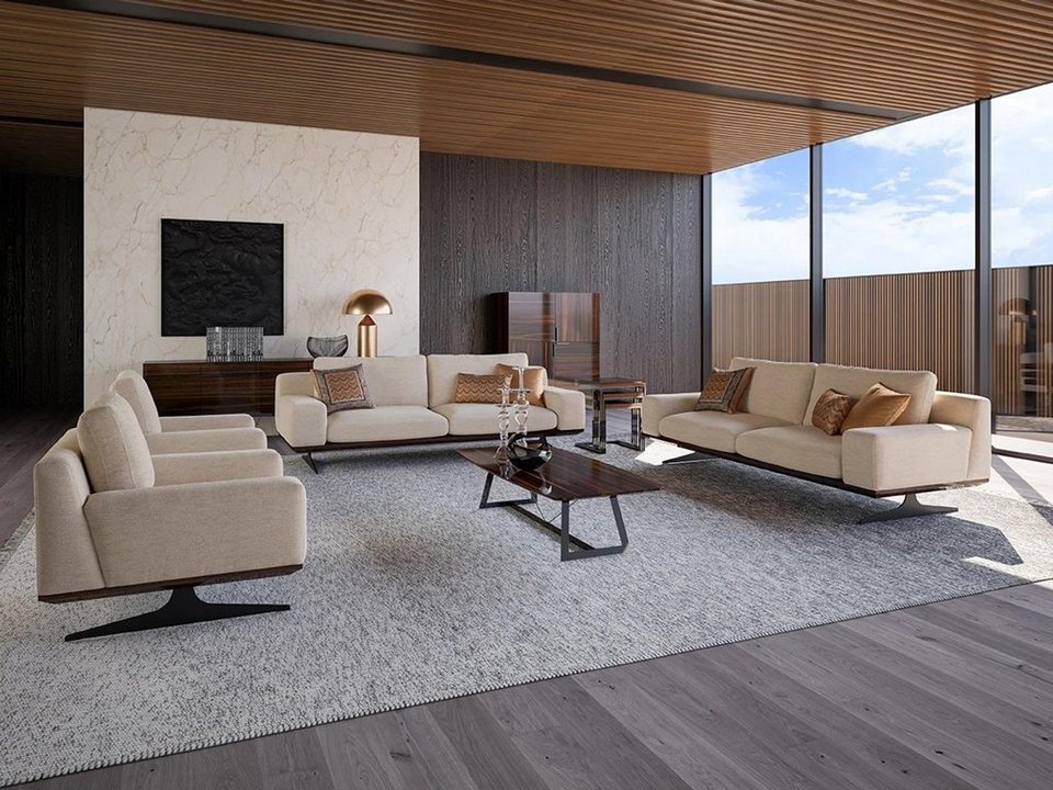 Jvmoebel Wohnzimmer Set Komplett Wohnzimmer 2x Dreisitzer Sofa