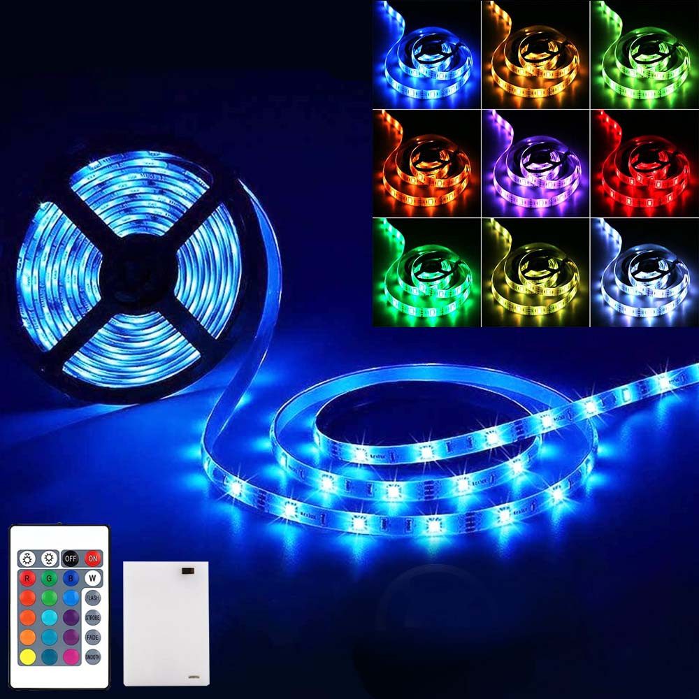 Jibenhome LED-Lichterschlauch LED Streifen RGB Batteriebetriebene Flexbandbeleuchtung ...