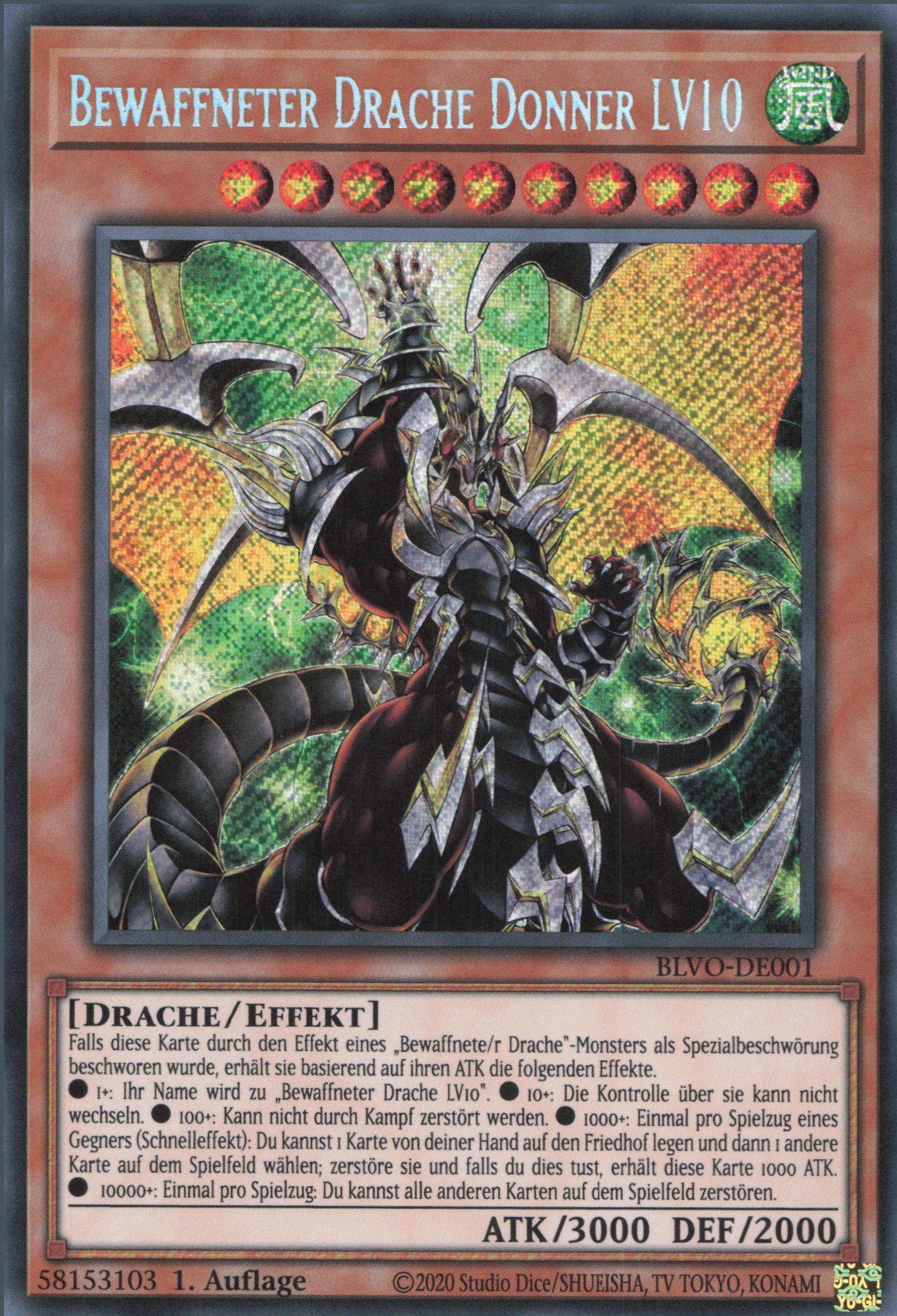 ReCollectibles Sammelkarte YuGiOh Karte Bewaffneter Drache Donner LV10 (V.1) deutsch, Yu-Gi-Oh ...