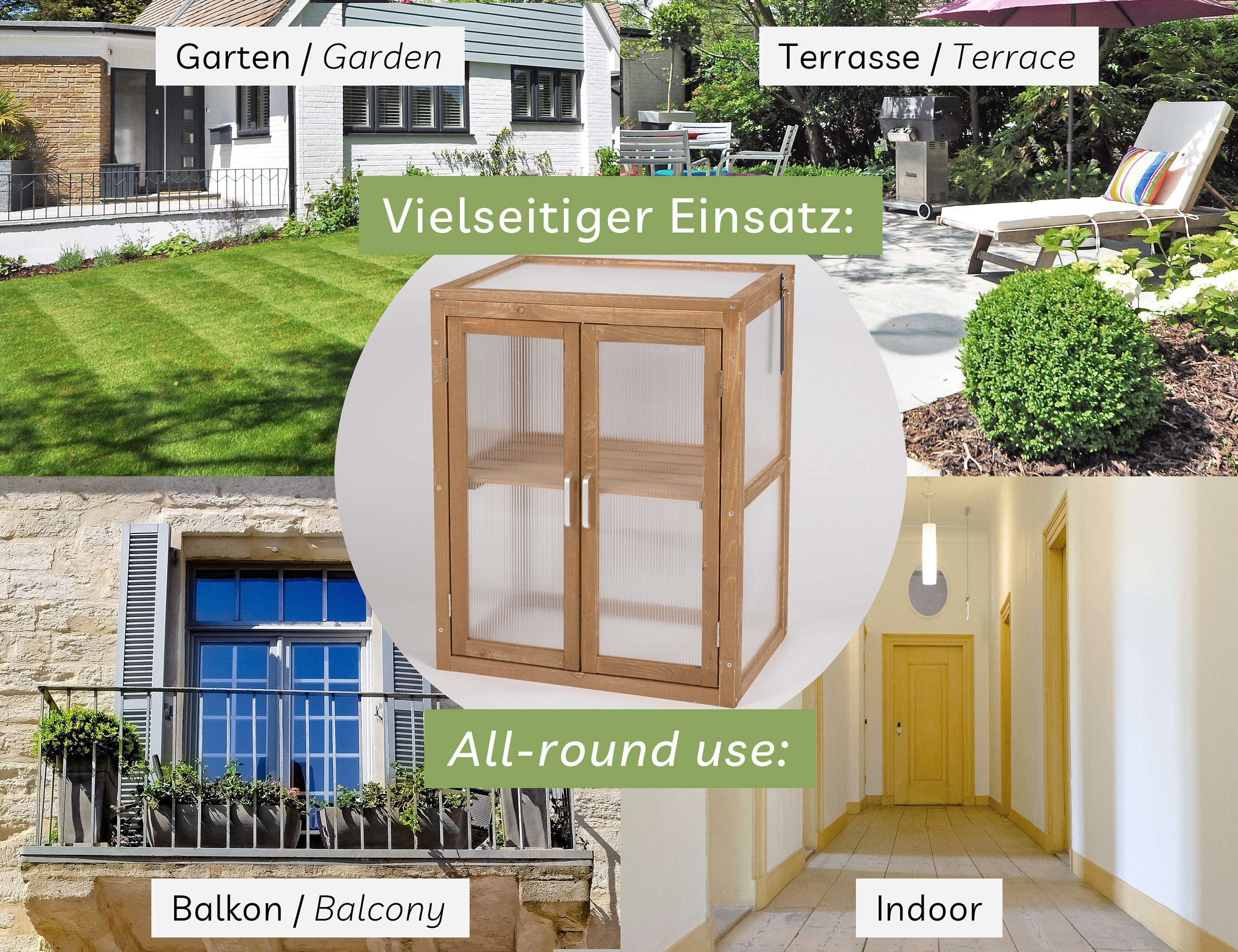 ᐅ needs&wants® Gewächshaus Mini Treibhaus klein winterfest aus Holz ...