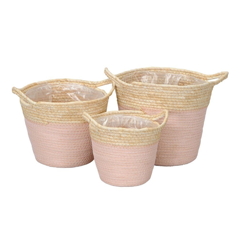 Posiwio Blumentopf 3tlg Kl Pflanzkorb Summer Rosa Körbe Mit Folie Zum