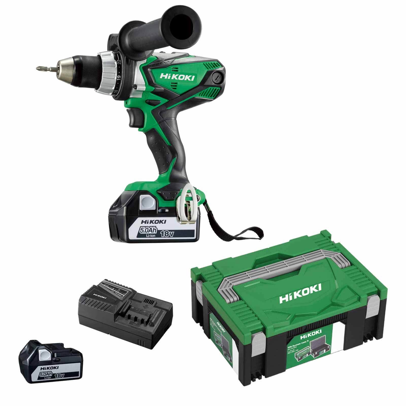 HiKOKI Akku-Bohrschrauber Akku-Bohrschrauber DS18DSDLWPZ 18V, 2 Akkus 5Ah, HSC II Box, 18 V ...