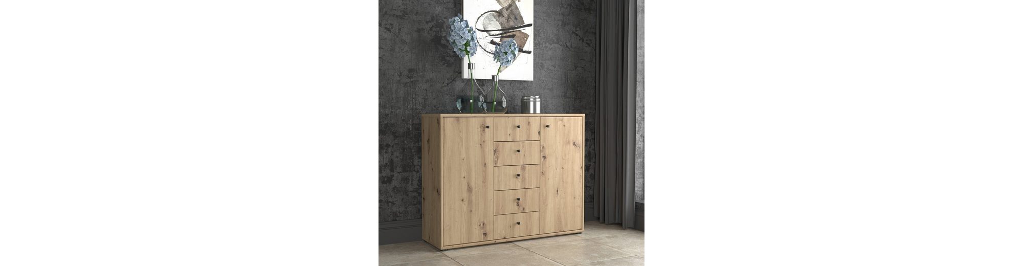 Newroom Kommode »Lucius«, Kommode Artisan Eiche Modern Sideboard ...