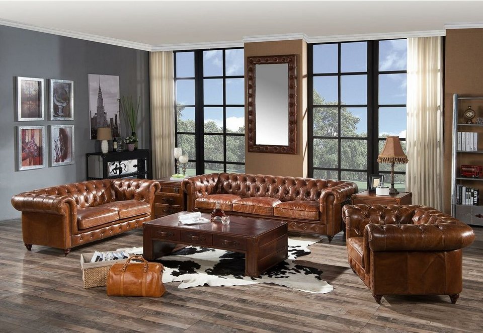 Jvmoebel Sofa Braune Luxus Chesterfield Sofagarnitur 321 Sitzer Neuer