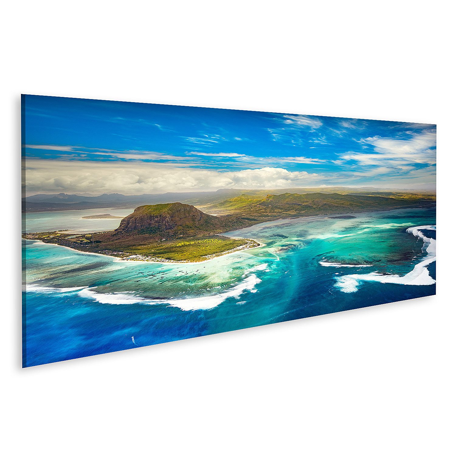 islandburner Leinwandbild Luftaufnahme Unterwasser Wasserfall Mauritius Le Morne Braba Bilder