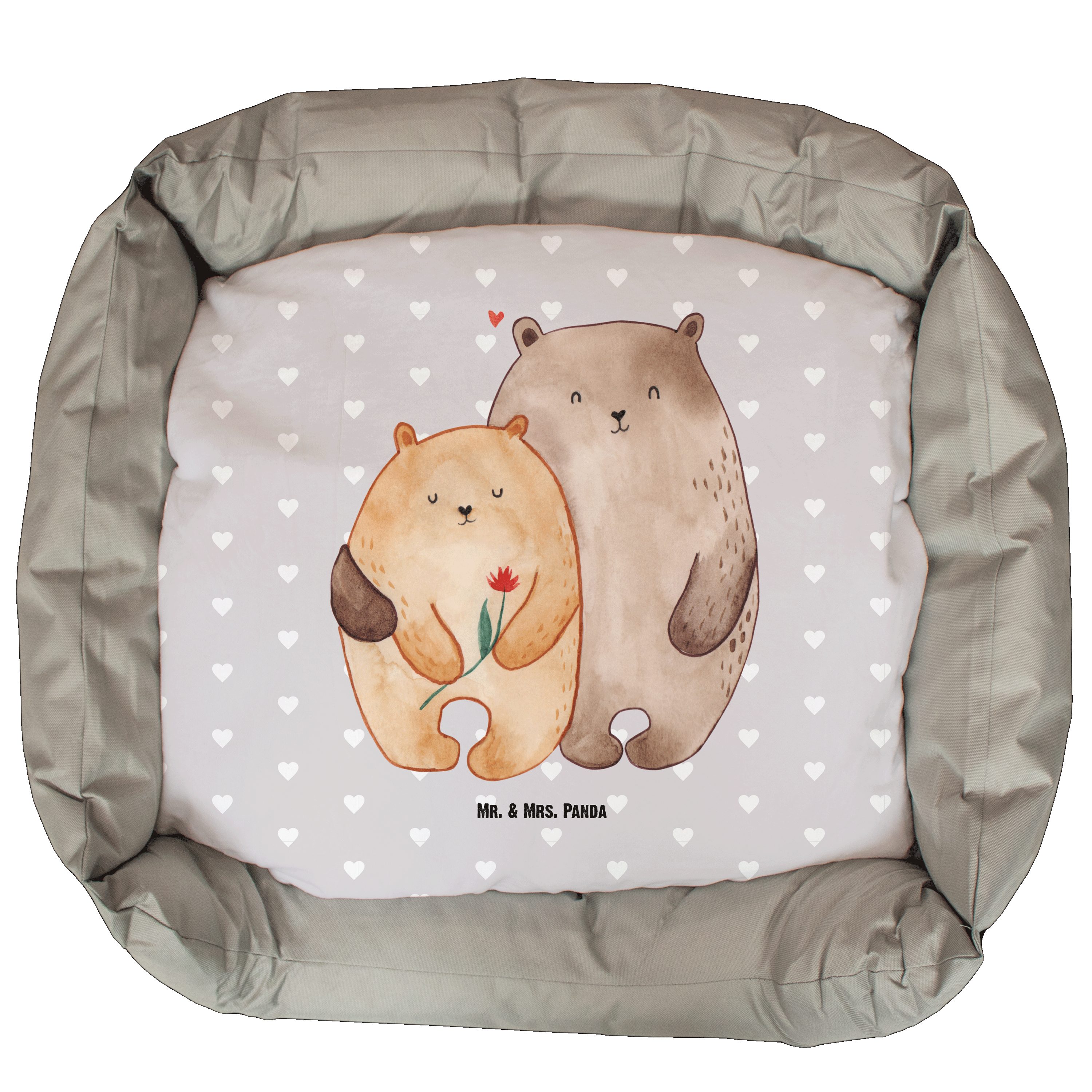 Mr. & Mrs. Panda Tierbett Bären Liebe - Grau Pastell - Geschenk, Ehefrau, Ehemann, Freundin, Bl