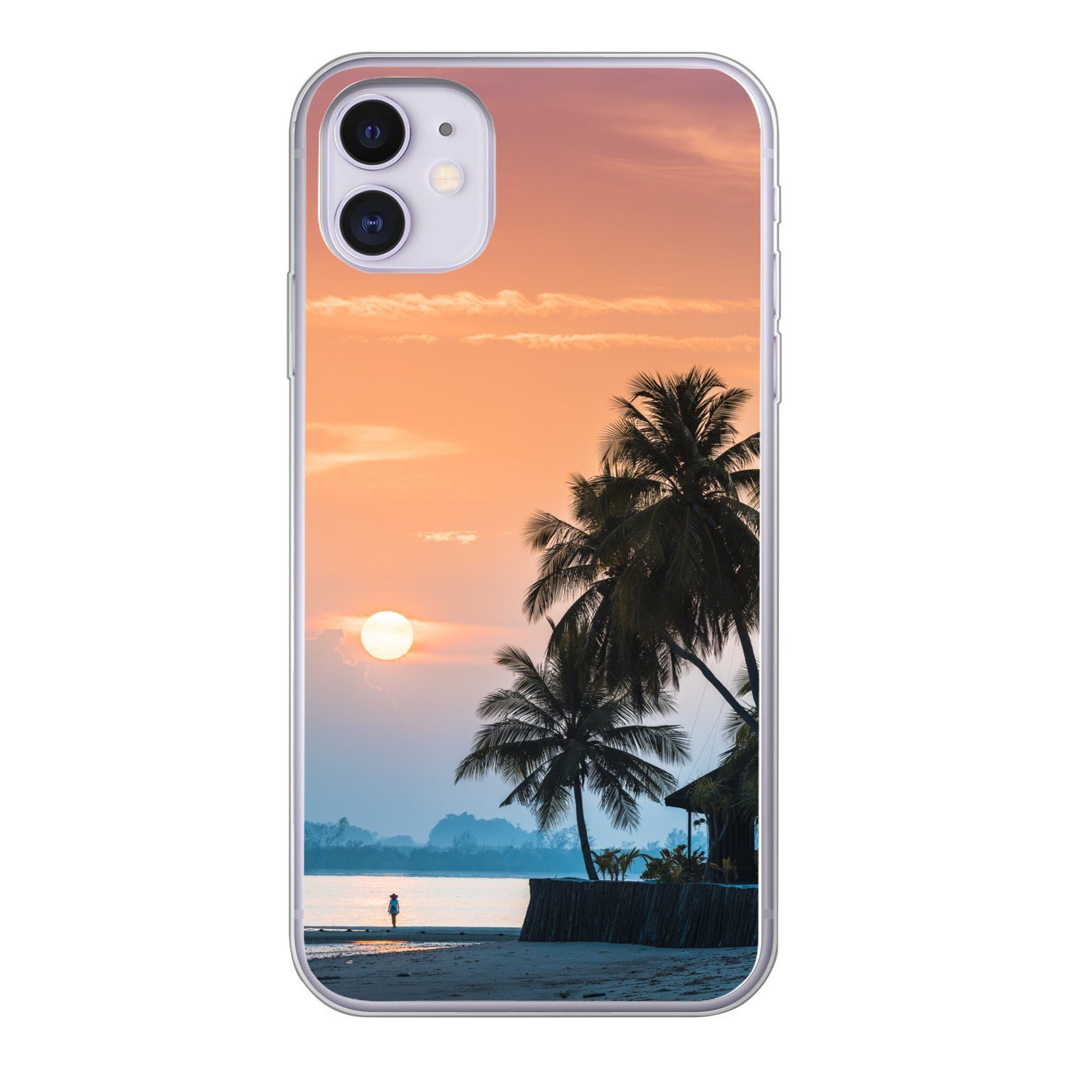 Muchowow Handyhülle Sonnenuntergang Auf Einer Insel Mit Den Silhouetten