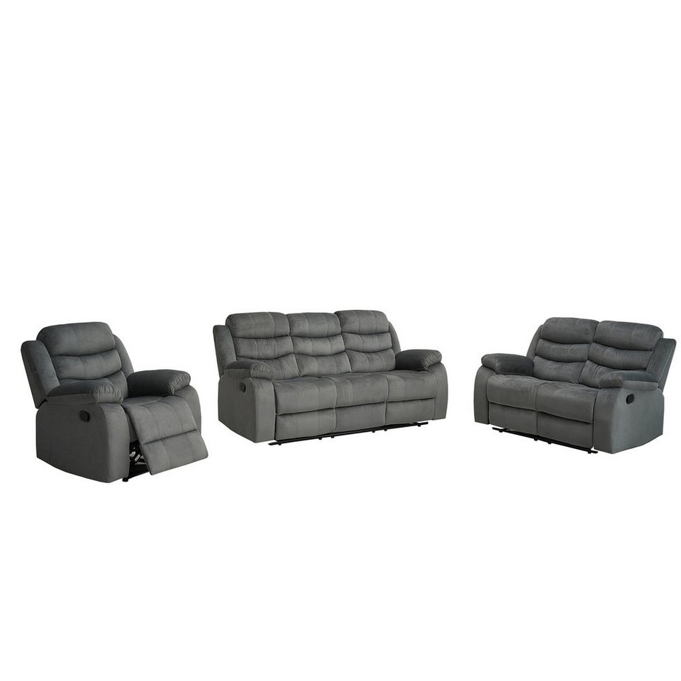 Hti Living Ecksofa Sofagarnitur Grau Kirwall Set 3 Teile Couch