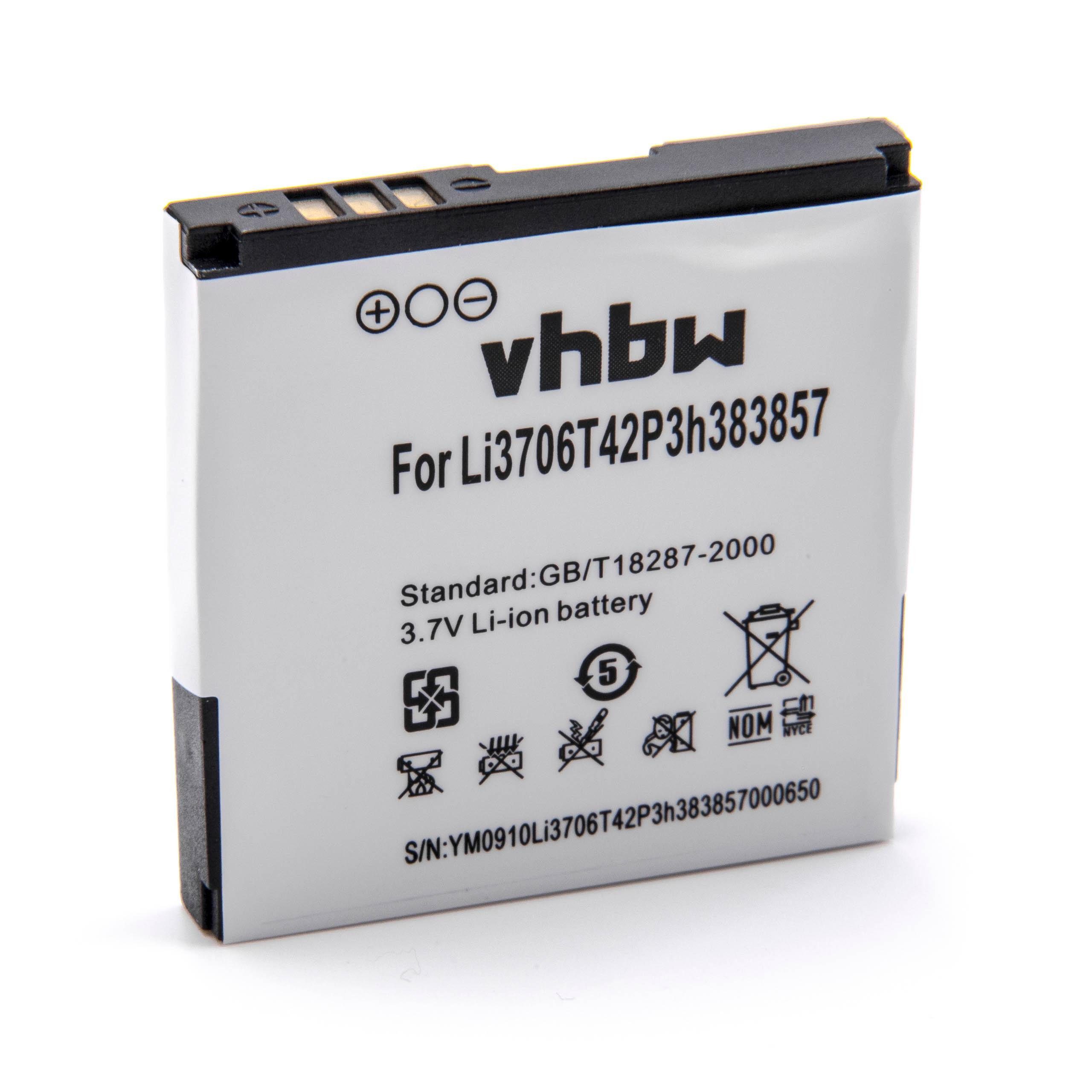 vhbw Ersatz für ZTE Li3706T42P3h383857 für Mobilfunk (700 mAh, 3,7 V, Smartphone-Akku Li-Ion 700 ...