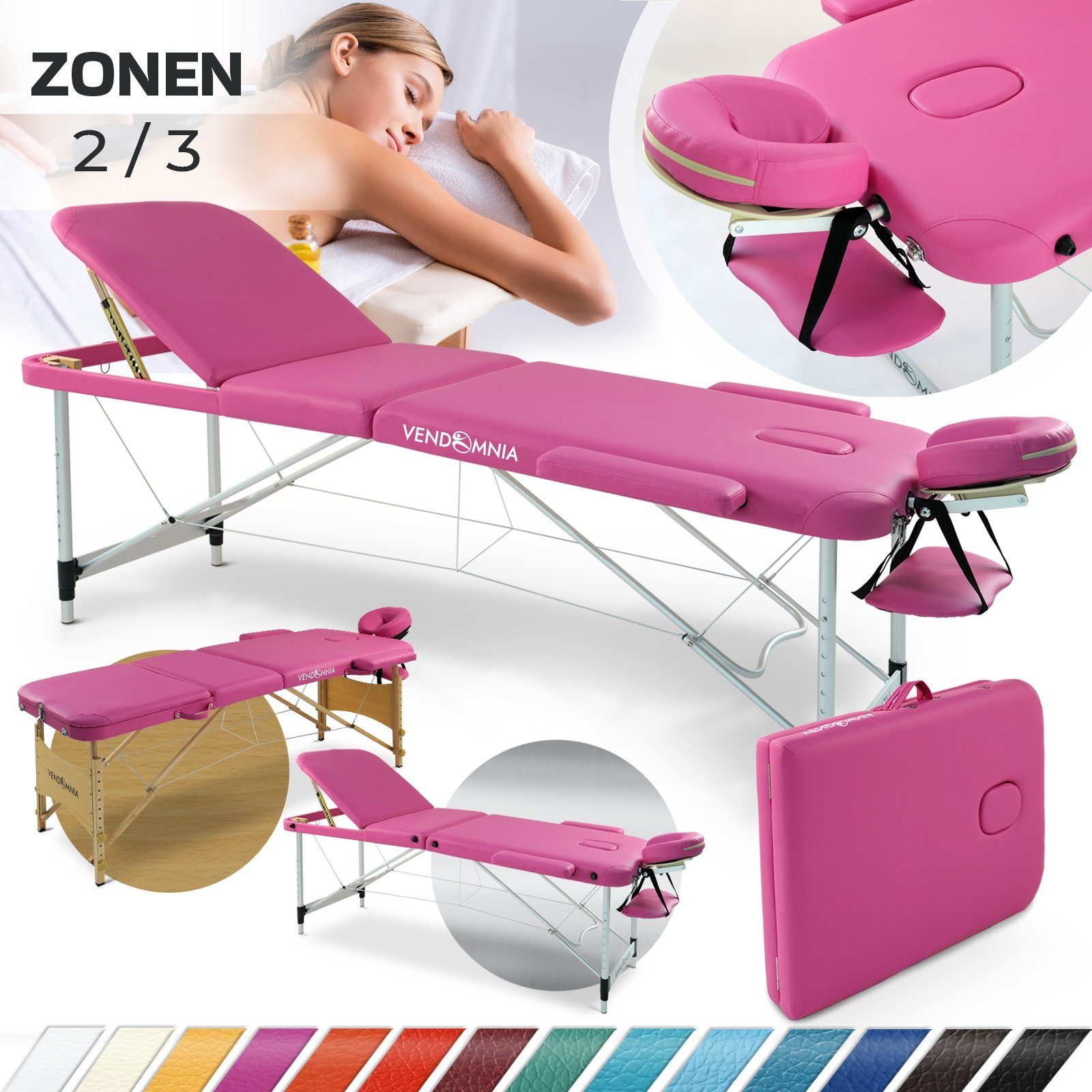 VENDOMNIA Massageliege Mobile Massageliege - Aluminium oder Holzfüße ...