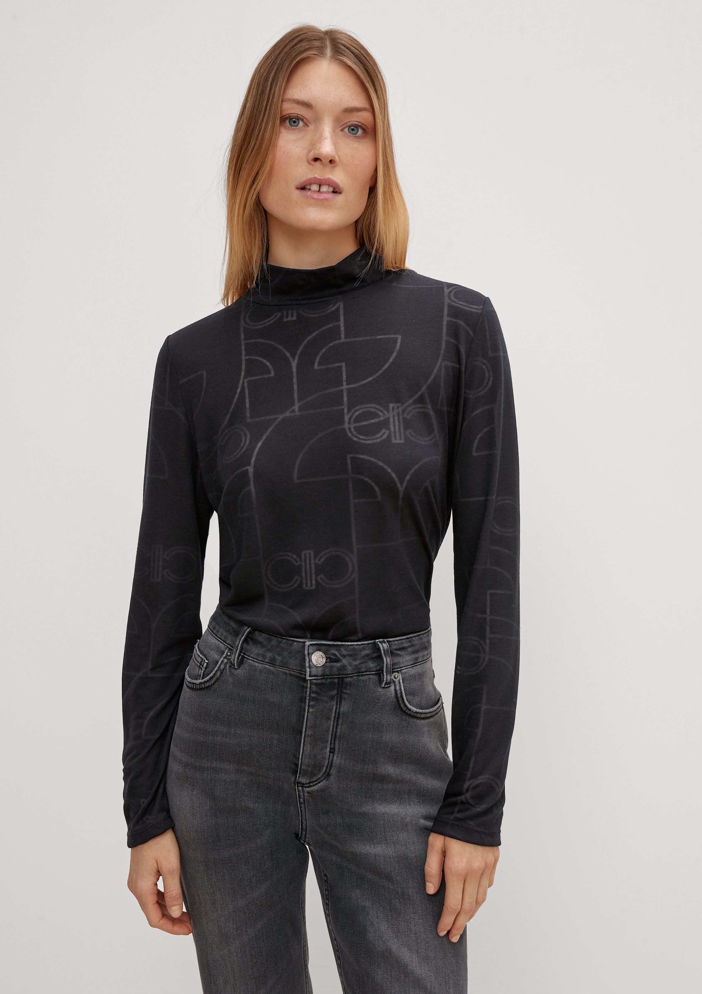 Comma Casual Identity Langarmshirt Langarmshirt Mit Ausbrennermuster