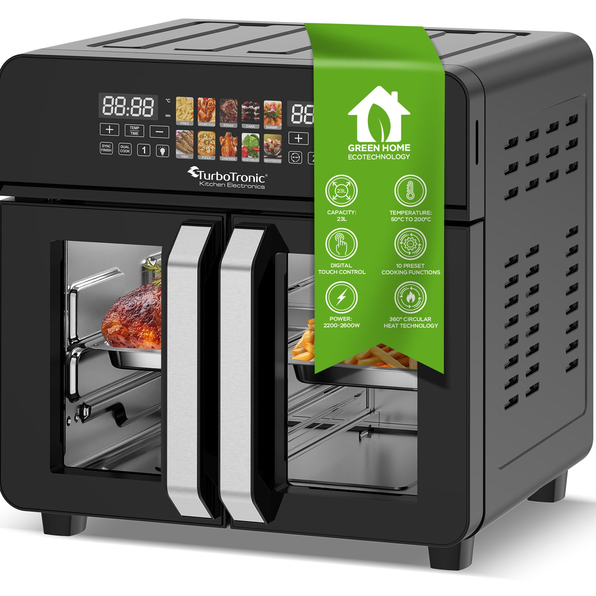 Turbotronic By Z Line Minibackofen Heißluftofen Heißluftfritteuse 2600w