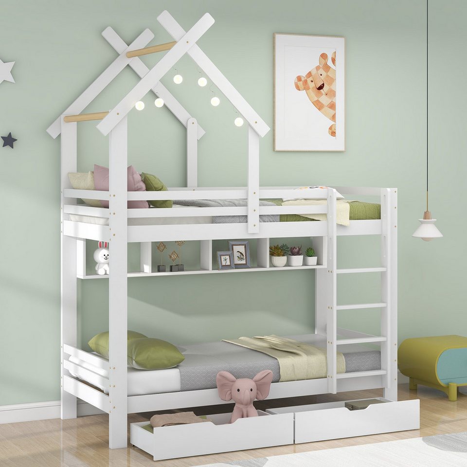 Modfu Etagenbett Mit Schubladen Und Regalen Kinderbett Mit