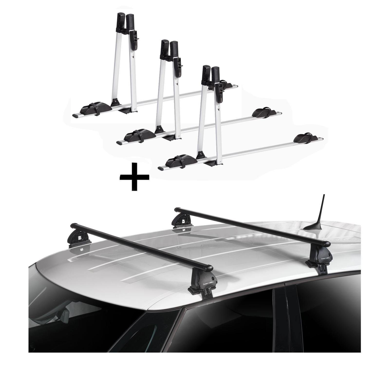 VDP Dachträger, 3x VDP Fahrradträger ALU Premium + Dachträger VDP EVO Stahl kompatibel mit Opel ...