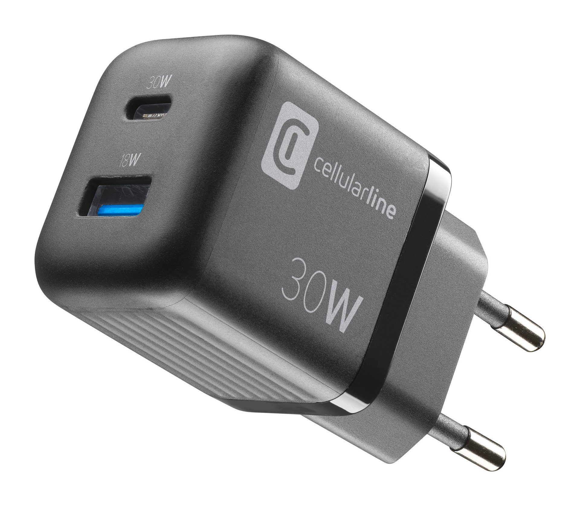 Cellularline USB Charger Multipower Micro 30W GaN 2 Ports PD USB-Ladegerät (Ladegerät Lader für ...