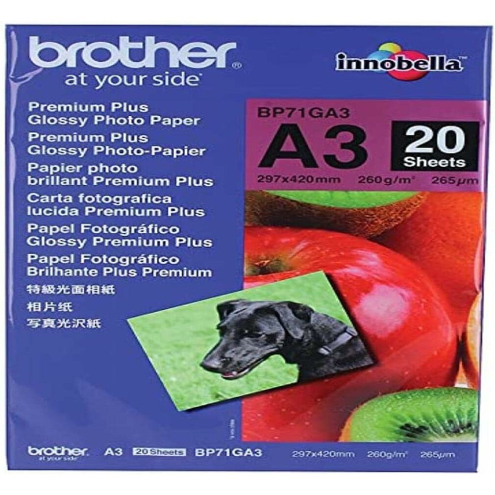 Brother Fotopapier Fotopapier BP71GA3 DIN A3 glänzend 260 g/qm 20 Blatt