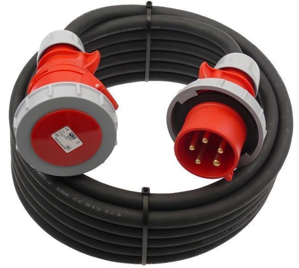 maxgo® CEE Verlängerungskabel Starkstrom wasserdicht 5G6 5x6 32A PCE IP67 5m Elektro-Kabel, (500 ...