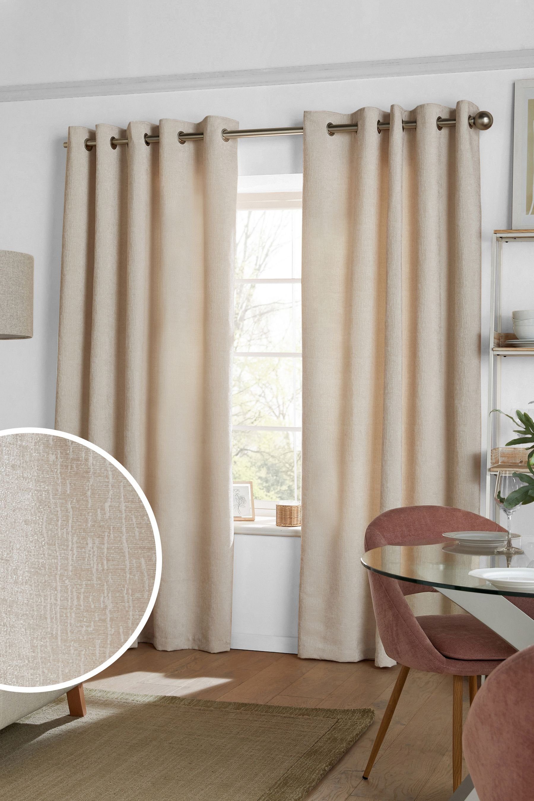 Next Vorhang Schwere Chenille-Vorhänge mit Ösen (2 St), Gardine