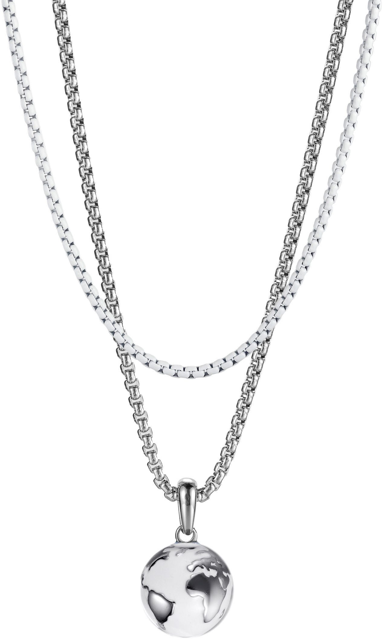 Firetti Kette mit Anhänger Schmuck Geschenk Edelstahl Halsschmuck Halskette Planet Earth Welt ...
