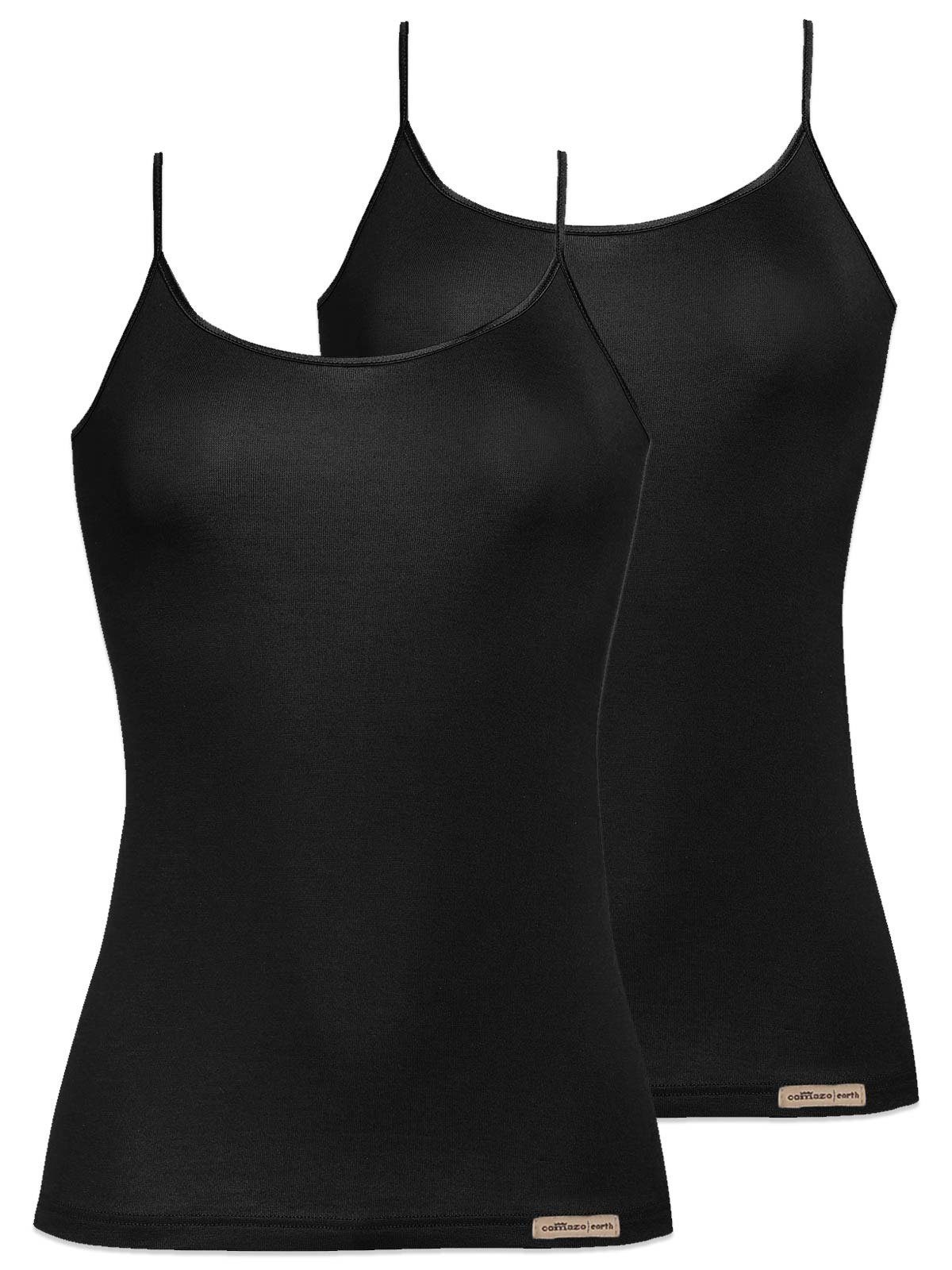 Comazo Achseltop 2er Pack Damen Baumwoll Spaghettiträgerhemd Stück 2