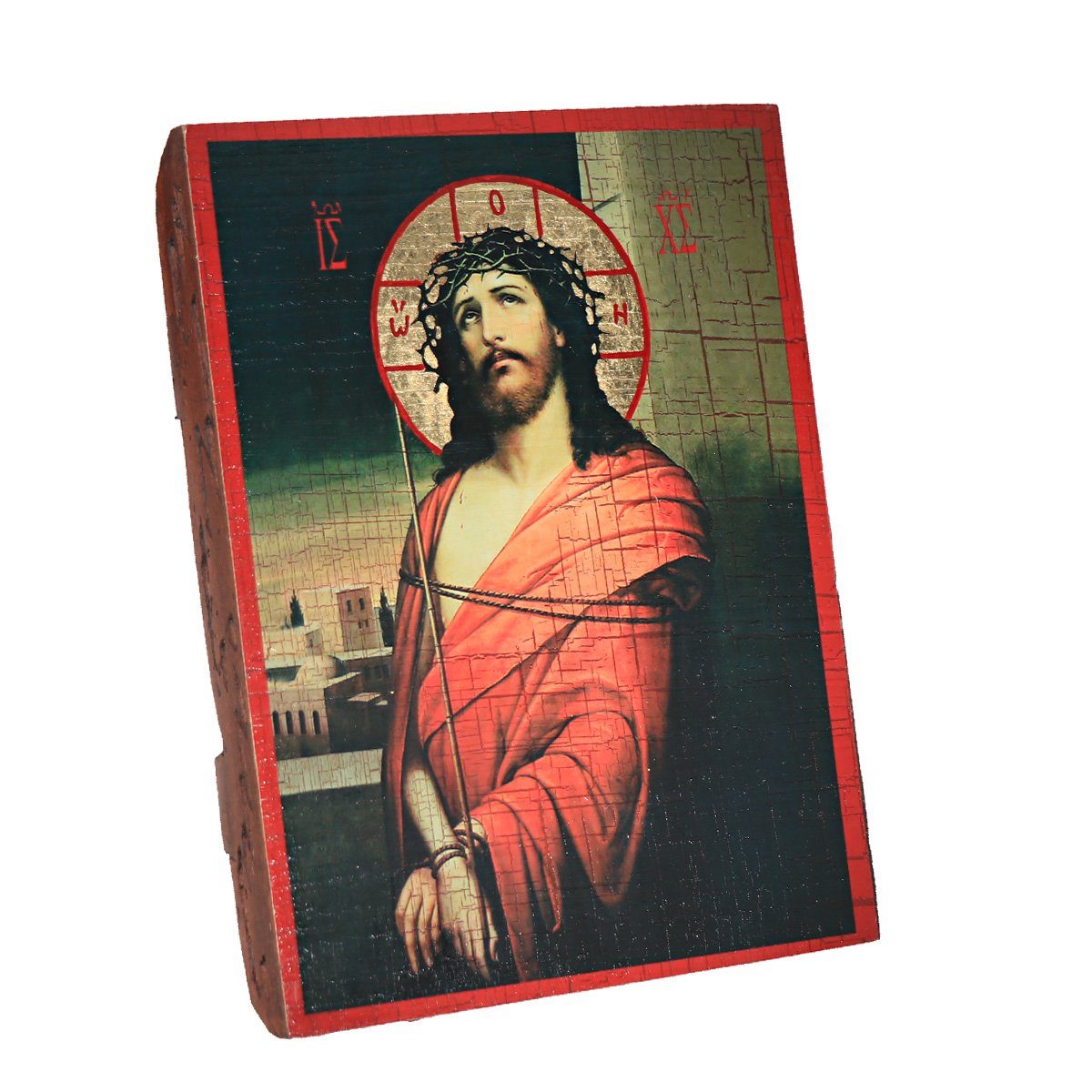 NKlaus Bild Jesus Christus, Christliche Holz Ikone Versiegelt 16x12,5cm Handgefert, Religion