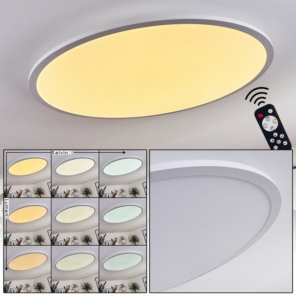 Hofstein Panel Corti Led Deckenpanel Dimmbare Aus Metall In Weiß