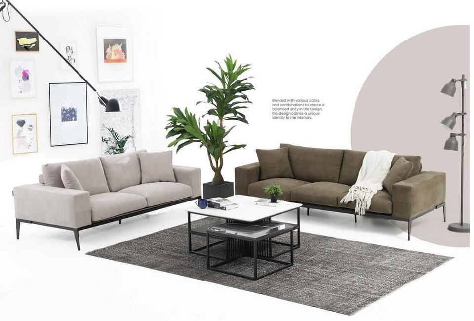 Jvmoebel Wohnzimmer Set Sofagarnitur 32 Sitzer Sofa Garnitur Grau