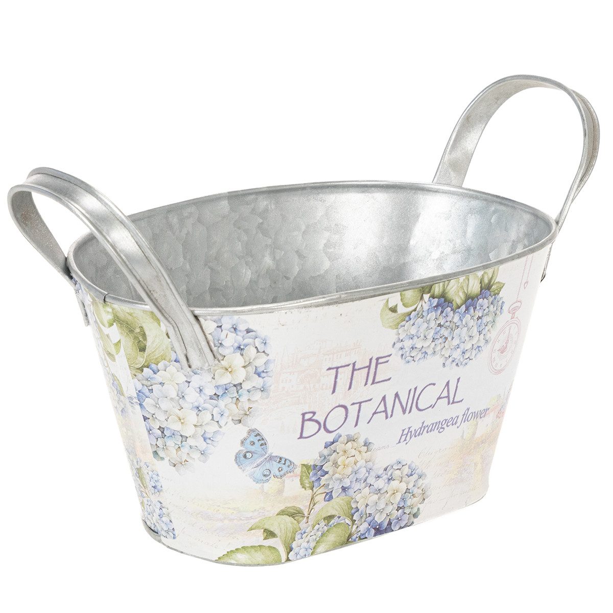 Viana Übertopf Ovale Blumenschale Metall mit Griffen und nostalgischem ...