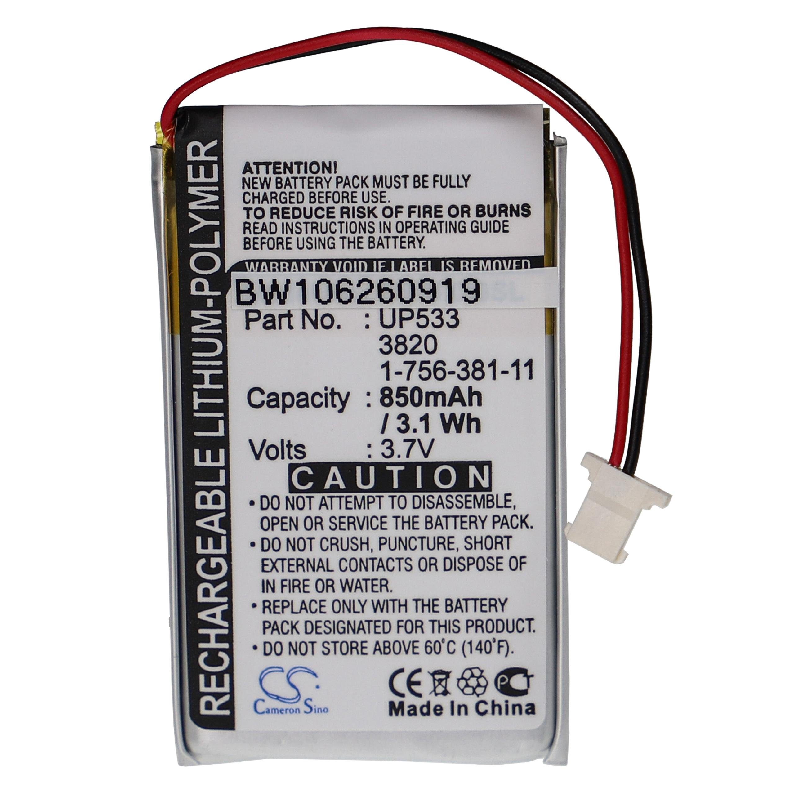 vhbw Ersatz für Sony CMA07E, PL-383450, 383562A für Mobilfunk (850 mAh, 3,7 Tablet-Akku Li ...