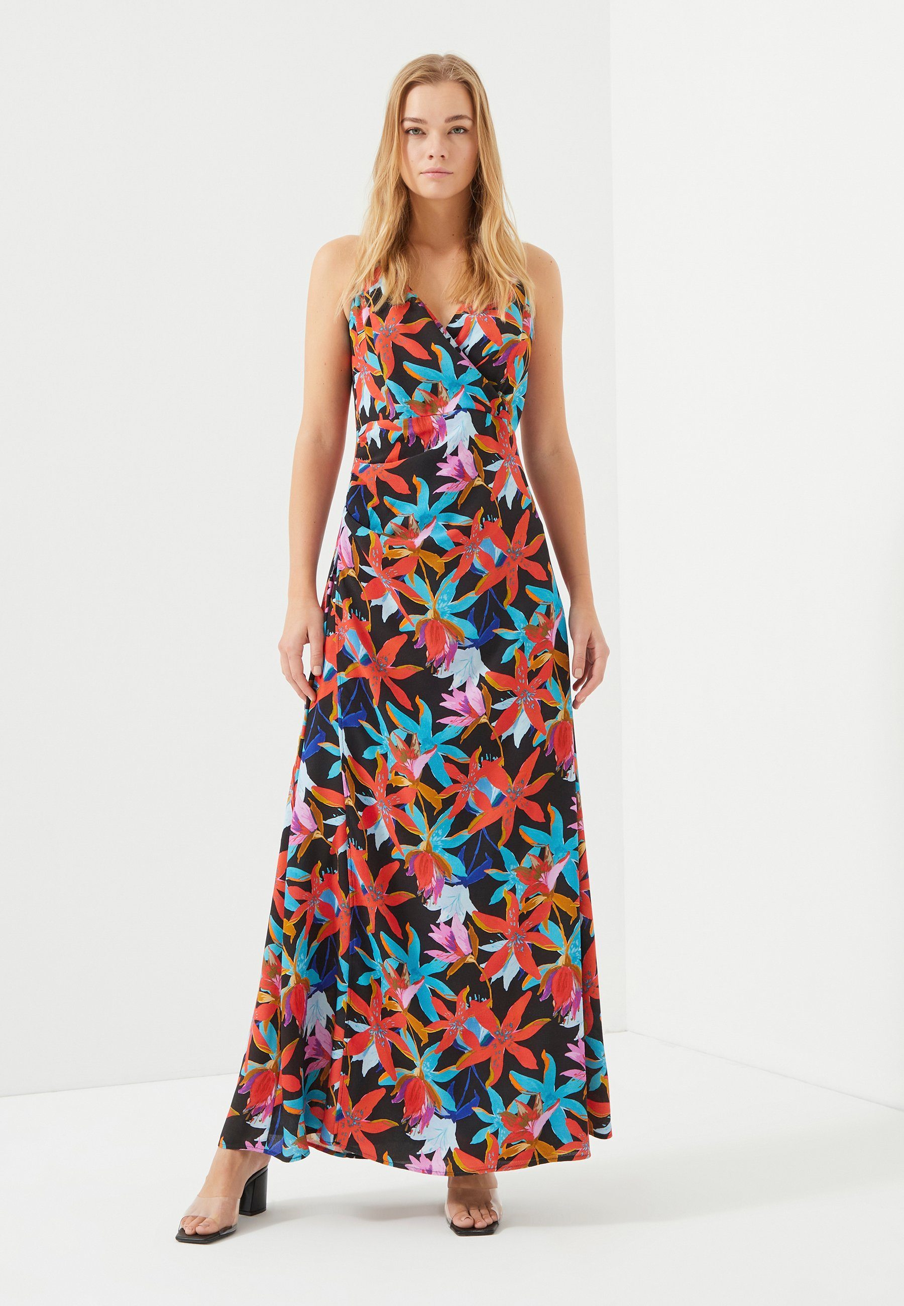 Just Like You Maxikleid Zweireihiges Maxikleid Mit Floralem Muster Und