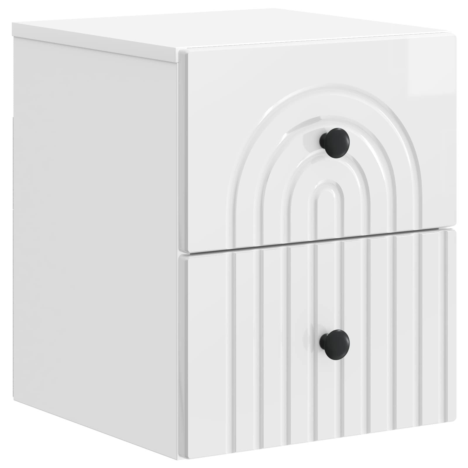 vidaXL Nachttisch Wandmontierter Nachttisch Hochglanz Weiß 34,5 x 33 x ...