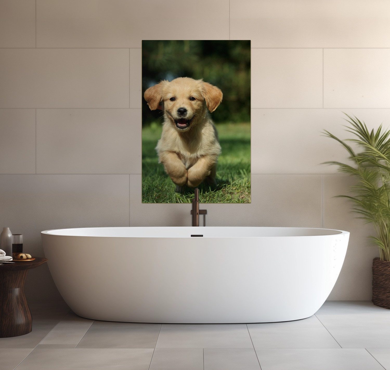 Wallario Wandfolie Süßer Hund Golden Retriever Wasserresistent