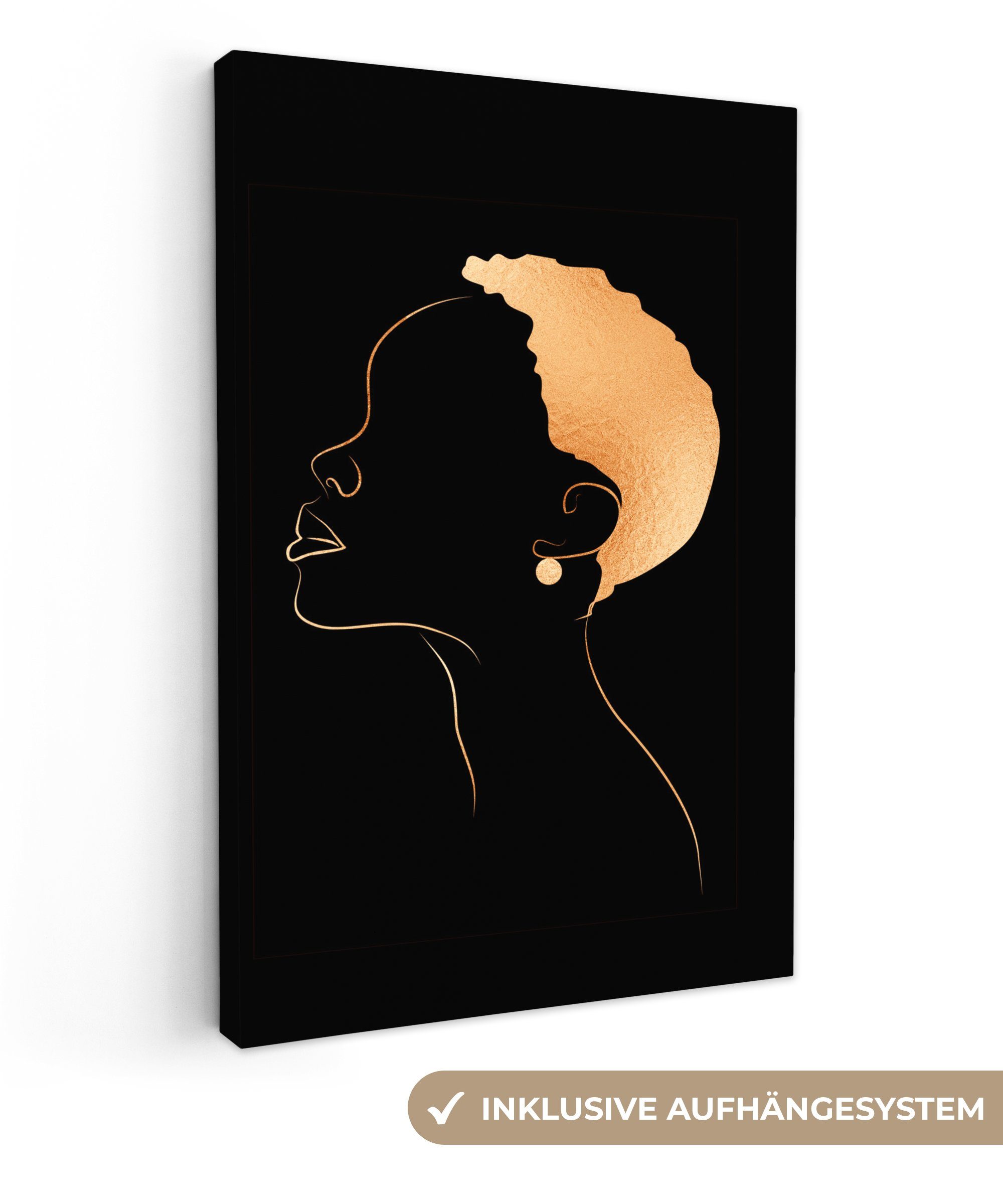 Onemillioncanvasses® Leinwandbild Frau Strichzeichnung Schwarz Und