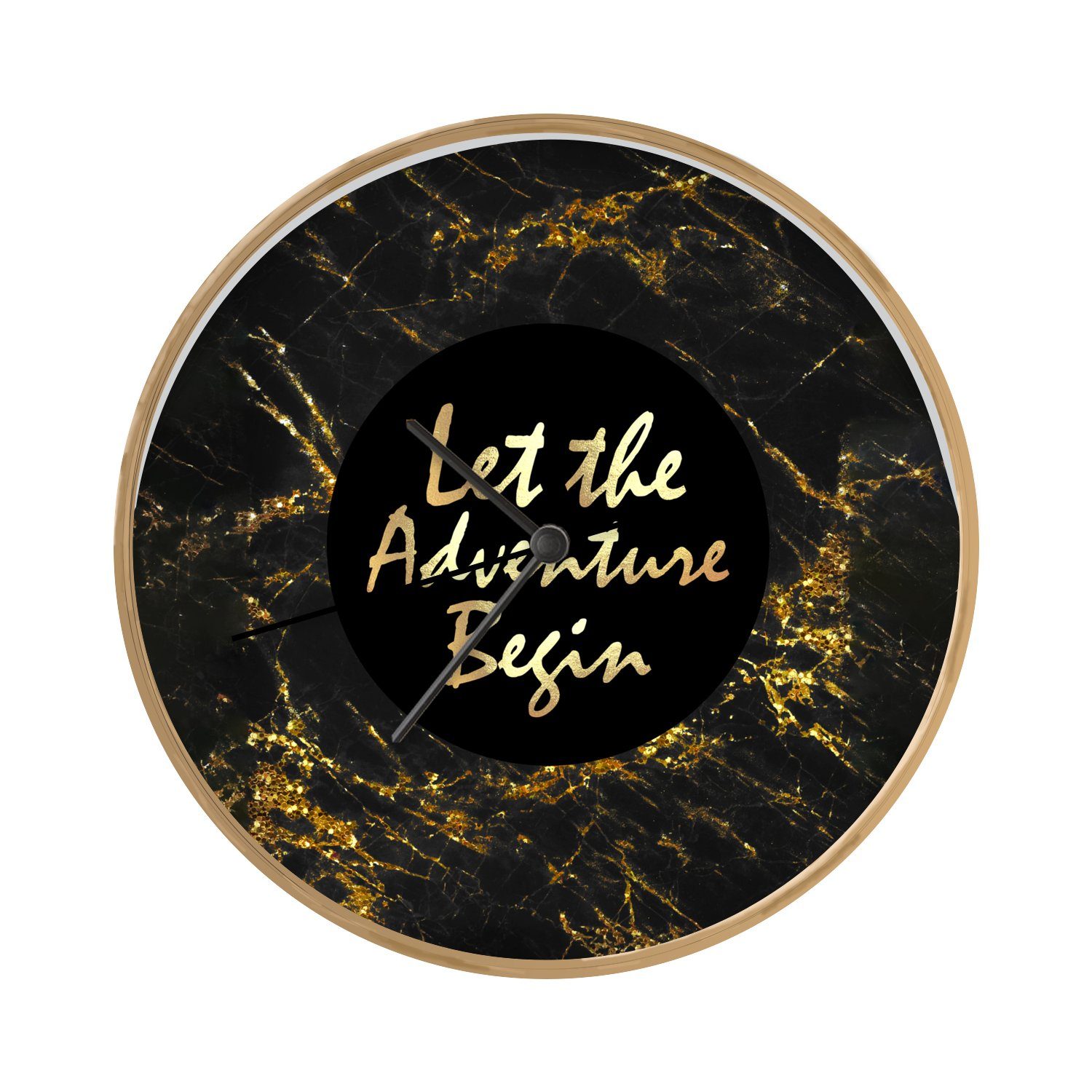 Muchowow Wanduhr Marmor Gold Text Marmoroptik Luxus Uhrwerk