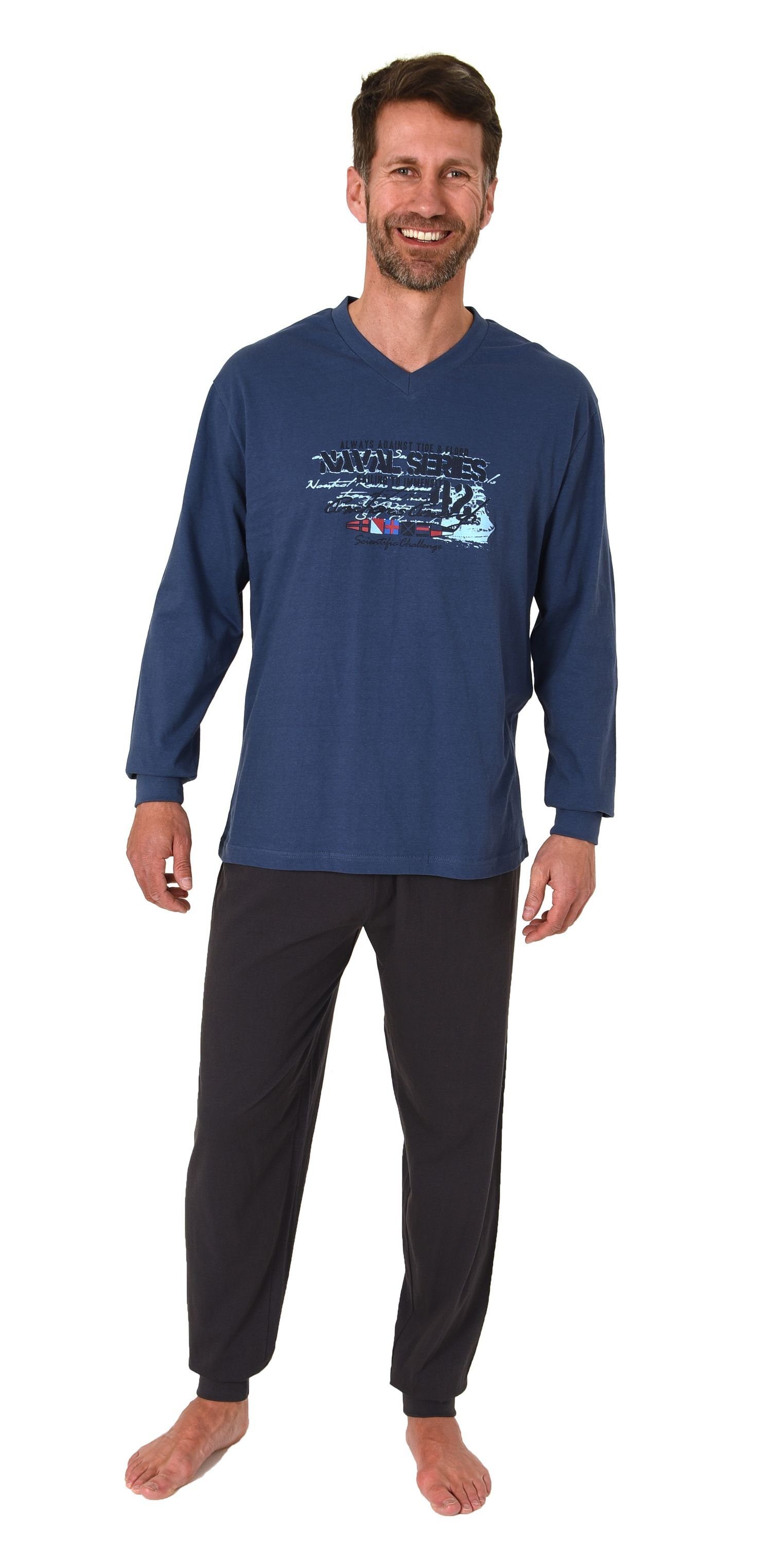 Normann Pyjama Herren Pyjama Mit Front Print Langer Schlafanzug 122