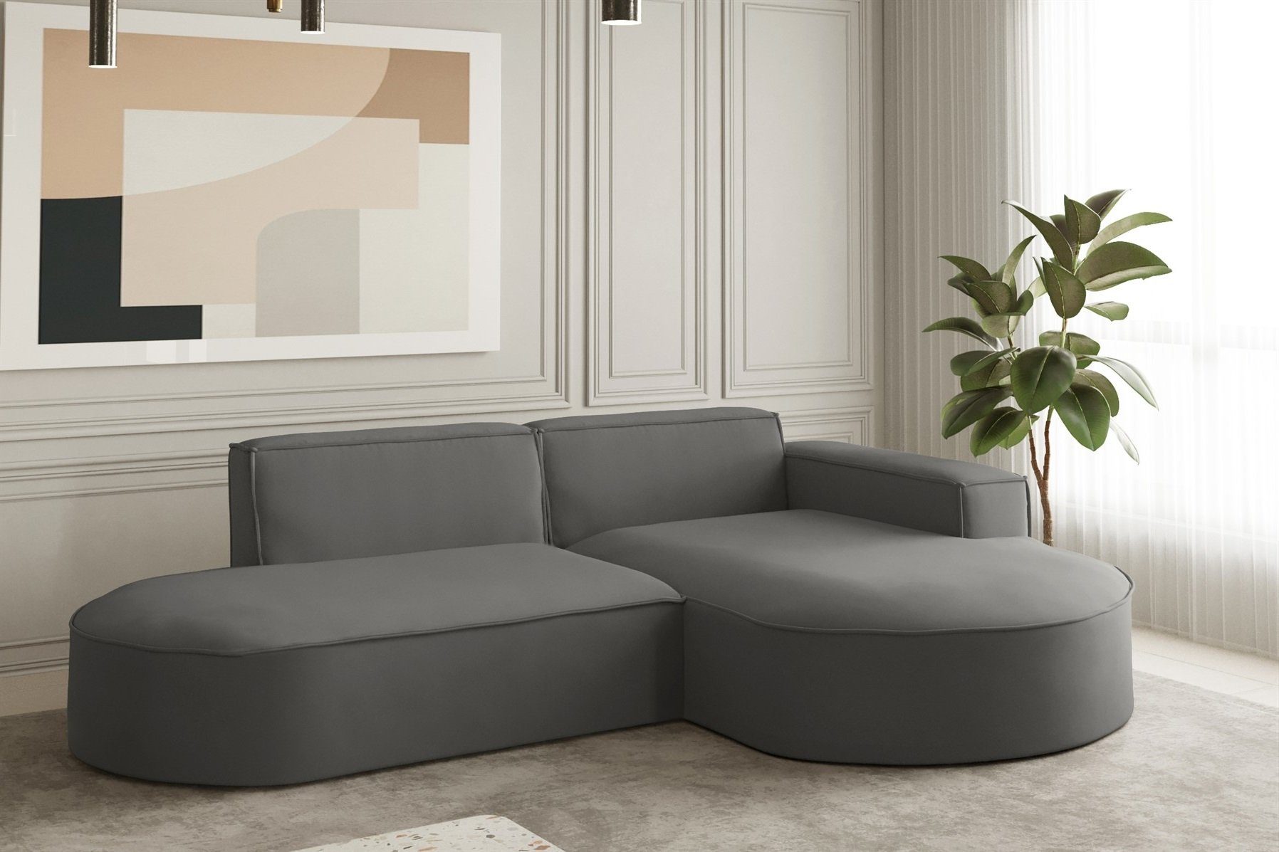 Fun Möbel Ecksofa Ecksofa Designersofa PALMA XS mit Ottomane in Stoff ...