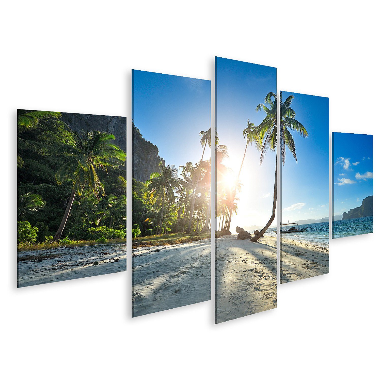 islandburner Leinwandbild Bild auf Leinwand Das Paradies Sandstrand bei Sonnenaufgang auf der In