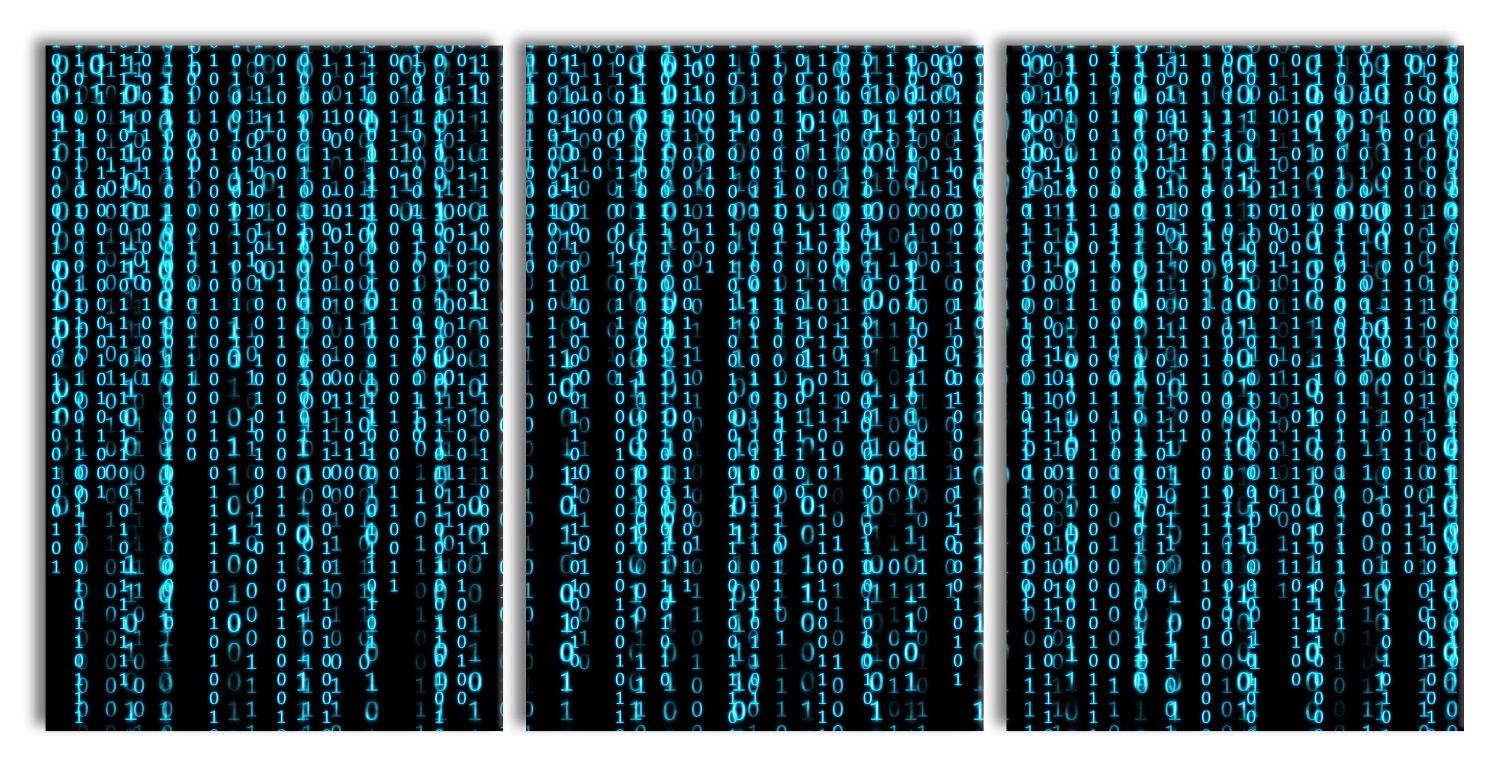 Pixxprint Leinwandbild binärer Code Programmierung Zahlen blau digital ...