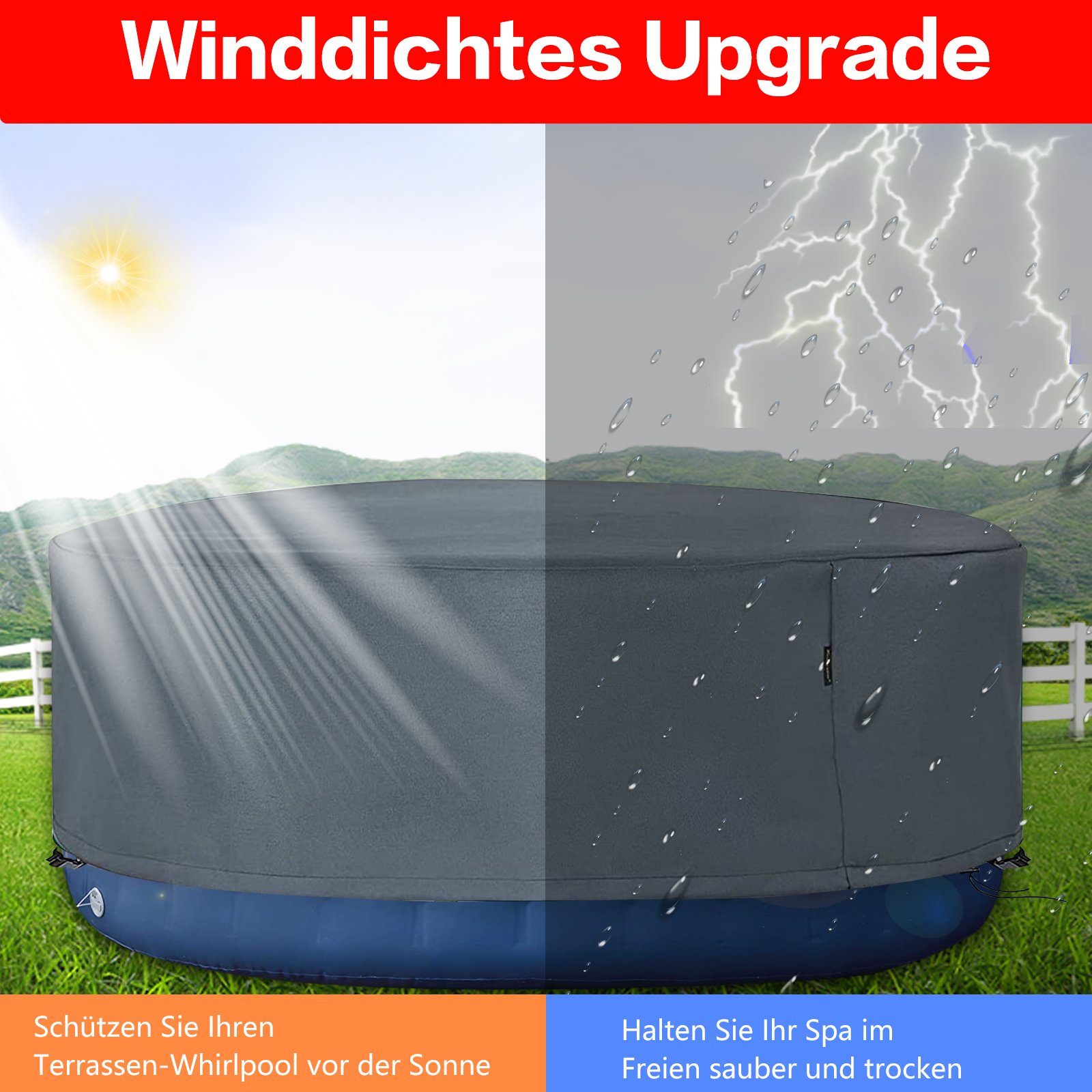 Hentex Pool-Abdeckplane Whirlpool Outdoor Abdeckung, Round Pool Cover ...