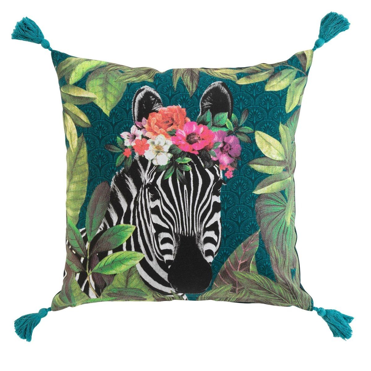Macosa Home Dekokissen 45x45 cm Zebra bunt grün inkl. Füllung quadratisch, Sofakissen Dekokissen ...