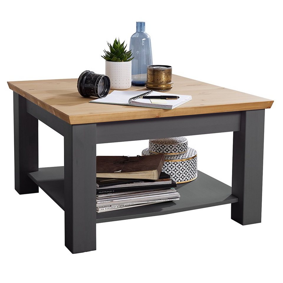 Lomadox Couchtisch Warna 69 In Kiefer Grau Mit Eiche Massiv Gewachst