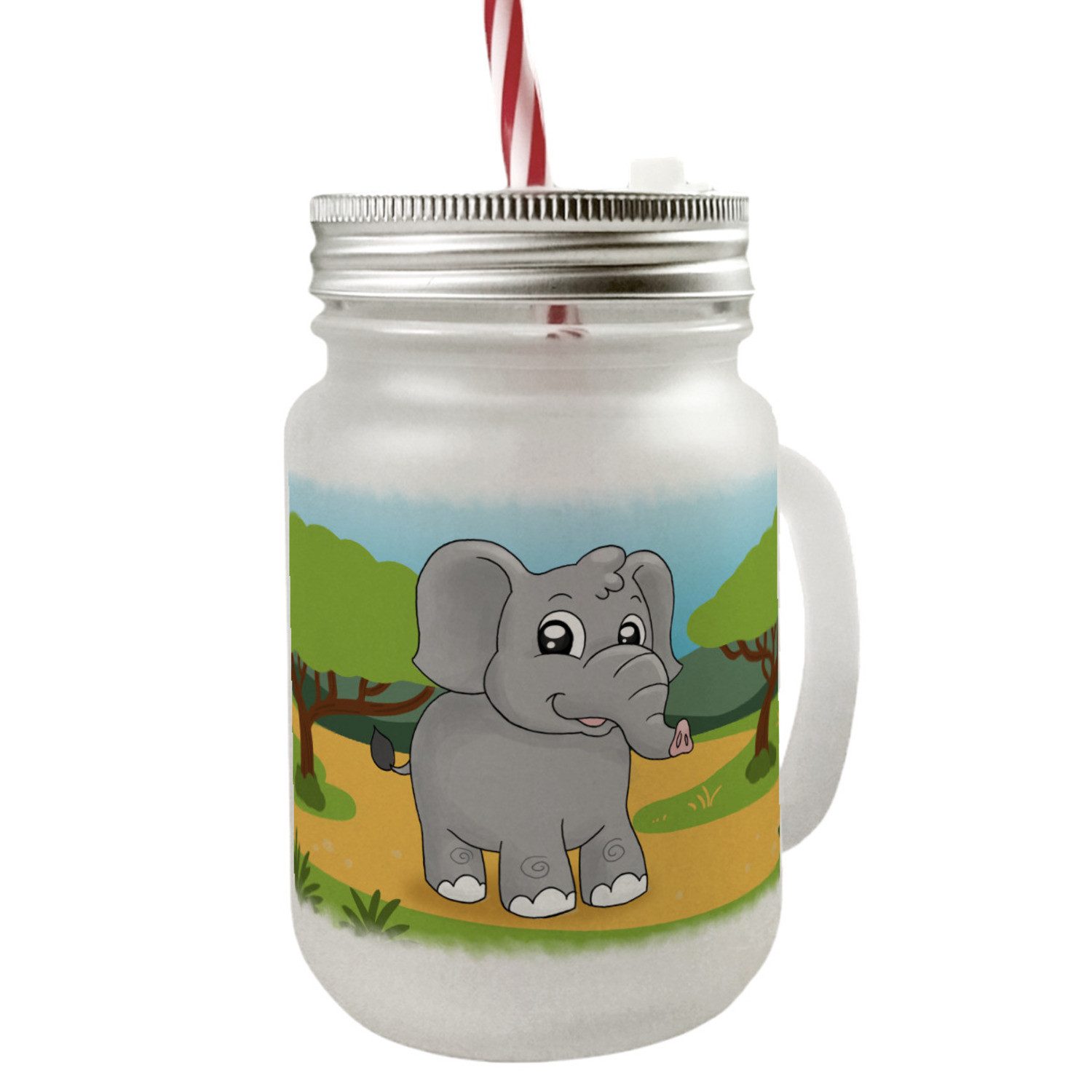 speecheese Glas Elefant Mason Jar Henkel Trinkglas mit Deckel