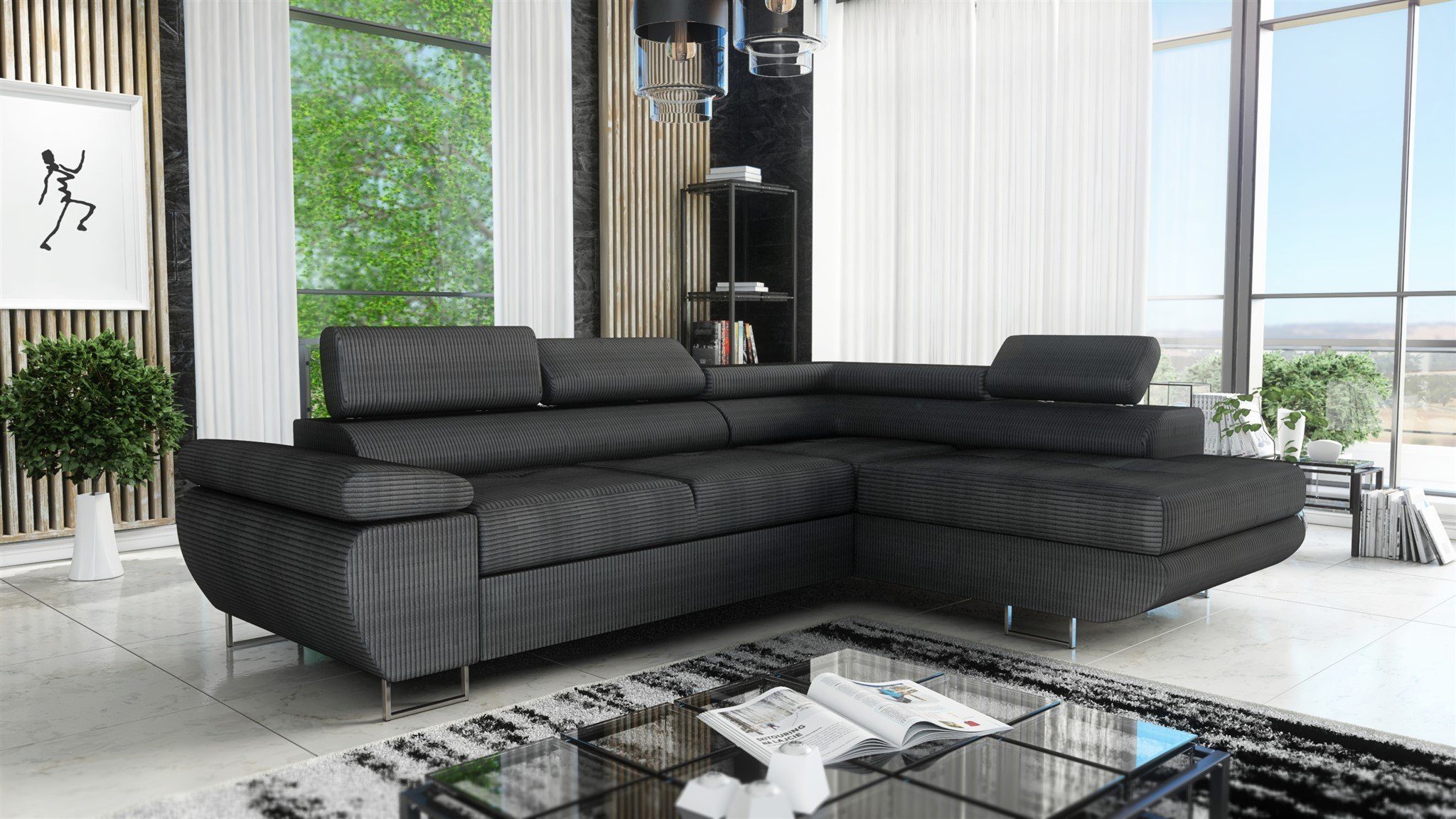 Fun Möbel Ecksofa Ecksofa Sofa ELON in Stoff Scala mit Schlaffunktion ...