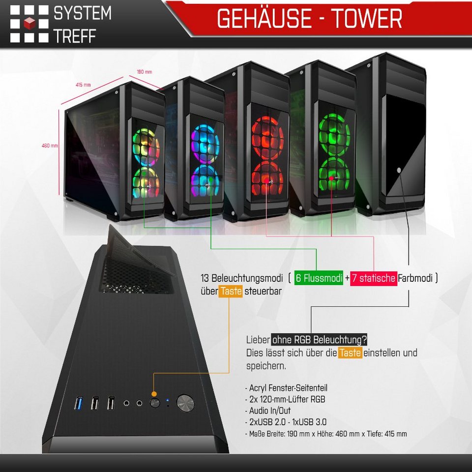 SYSTEMTREFF Basic Edition 52973 Gaming-PC (AMD AMD A10 9700 A10 9700 ... SYSTEMTREFF Basic Edition 52973 Gaming-PC (AMD AMD A10 9700 A10 9700 ...