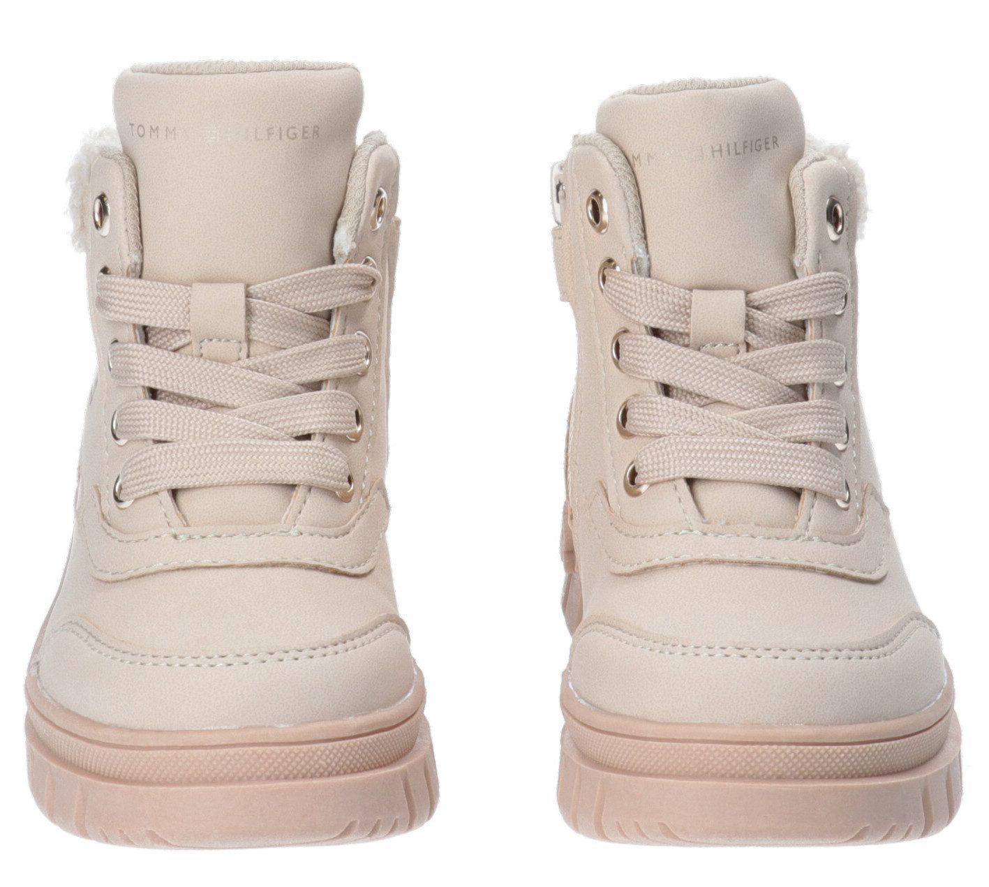 Tommy Hilfiger Schnurboots Plateaustiefelette Chunky Boots mit modischem Frottee Schaftrand