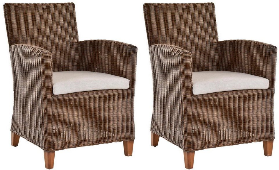 Krines Home Loungesessel 2er Set Loungesessel Carlo Rattan