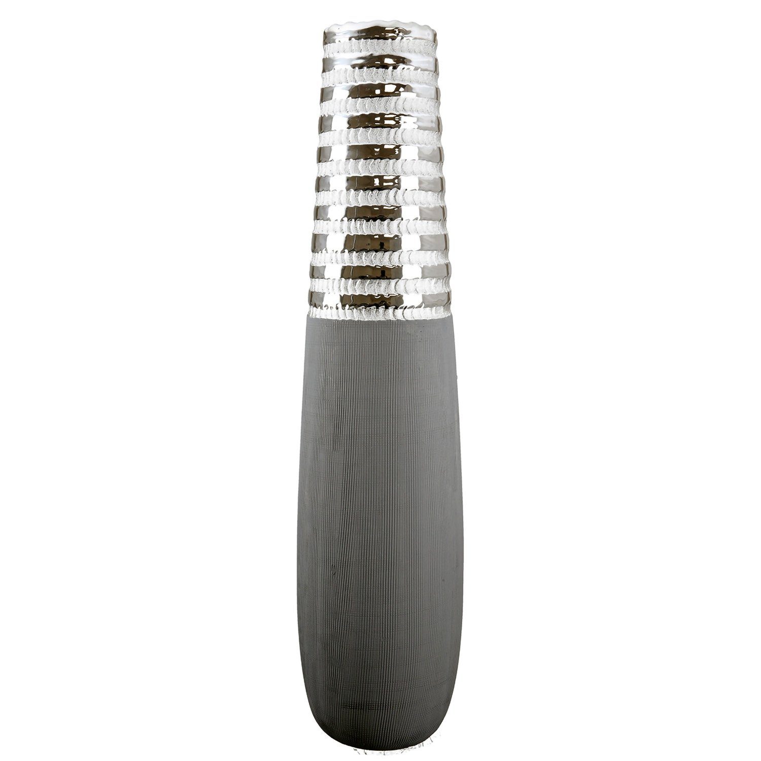 Gilde Dekovase Gilde Bodenvase Newtown Grau Silber H 65cm X B 15cm