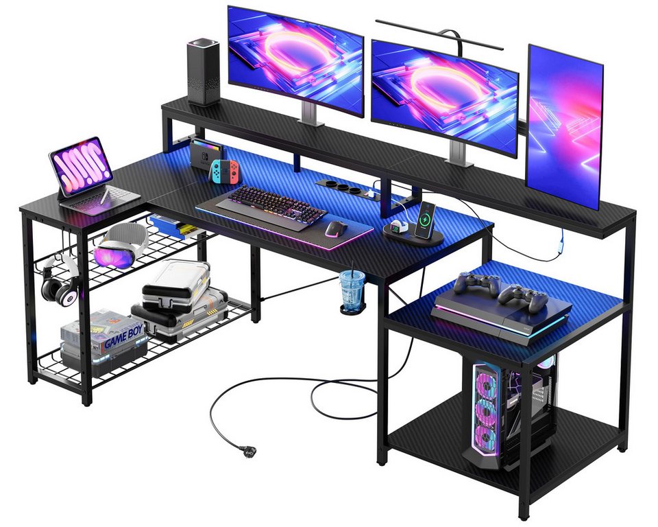 Bestier Gamingtisch 181x80cm Computertisch L Förmiger Schreibtisch