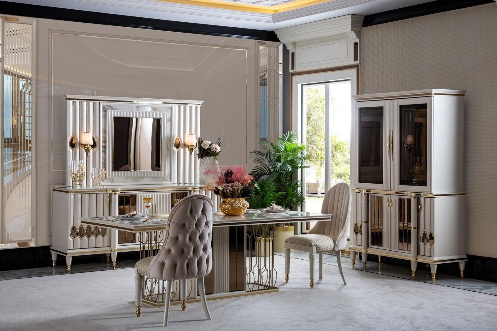 Jvmoebel Esszimmer Set Esszimmer Set Weiß Esstisch Luxus 4x Stühle